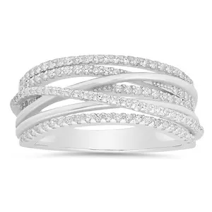 KYLIE HARPER Sterling Diamond Cz Crossover Statet Ring - Silver