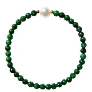 SEREE Clara Pearl And Chalcedony Beaded Bracelet - Green