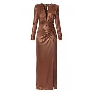 AGGI BY HALEWSKI Clarissa Cinnamon Pearl Maxi Dress - Brown