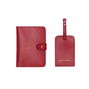 PACK'N TRAVEL Passport Holder & Luggage Tag Cherry - Red