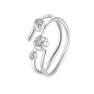 RETRO CHIC Lily Of The Valley Ring White Gold Plated - Silver