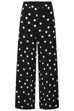 SUGARHILL BRIGHTON Patsy Palazzo Trousers Monochrome, Polka Dot - Black