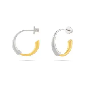 MEULIEN Gold / Silver Gold And Silver Bi-color Double Arc Hoop Earrings Silver Top, Gold Bottom - Gold/silver