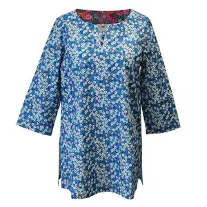 LIME TREE DESIGN Teal Mitsi Tunic Top Made With Liberty Fabric - Blue