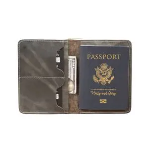 LEATHERE Leather Passport Holder Light Gray Milan - Grey