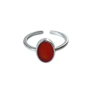 FIHR COLLECTION Silver / Orange / Red Sterling Silver Carnelian Ring - Silver/orange/red