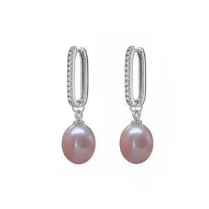 NINEMOO Gleaming Zircon Pearls Earrings - Silver