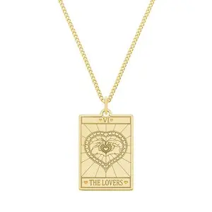 CARTERGORE Small 9ct 375 Gold “the Lovers” Tarot Card Necklace - Yellow