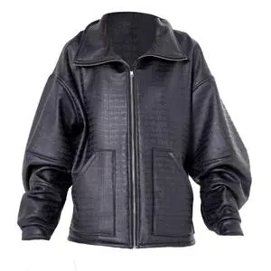 METAMORPHOZA Oversized Croc-effect Jacket In Black - Black/blue