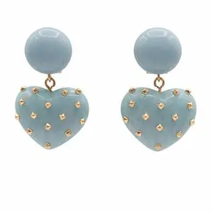 MICHAEL NASH JEWELRY Lavinia Aqua Resin Studded Heart Drop Earrings - Blue