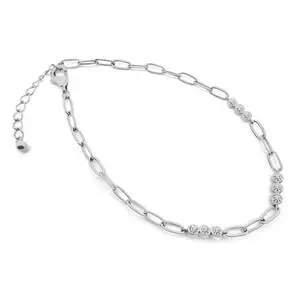 CLEMENCE WREN Triple White Gemstone Bracelet Chain - Silver
