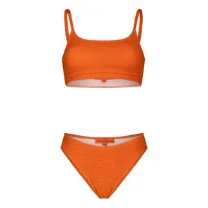 MAISON TANGERINE Ibiza Textured Crinkle Bikini - Orange