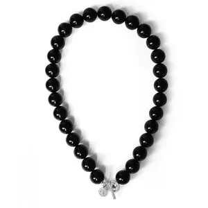FV JEWELLERY Black And Black Onyx Polished Necklace Silver
