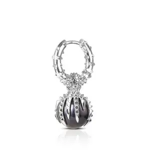 KASUN LONDON The Dragon & The Pearl Hoop Earrings - Silver