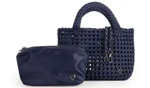 PRENELOVE Cambridge Small Woven Hand-knotted Tote Navy - Blue