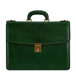 TIME RESISTANCE Leather Briefcase The Sound Of The Mountain - Green