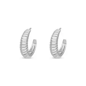 CLEMENCE WREN Graduating Ridge Hoop Earrings - Silver