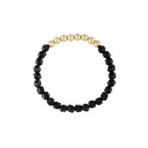OLIVIA LE Star Faceted Onyx Gold Beaded Bracelet - Black