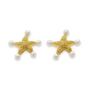 CLASSICHARMS Lila Starfish & Pearl Stud Earrings - Gold