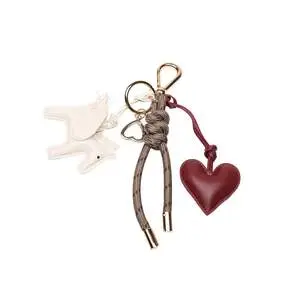 POP UPS BRAND Key Chain Mocha With Charms White Flying Horse And Burgundy Heart - Brown
