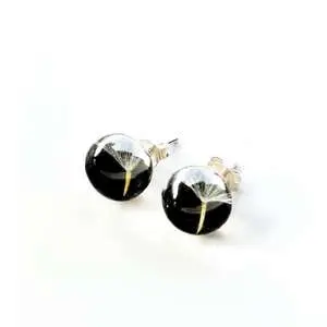 LAURA DAILI Black / Silver A Wish Glass Earrings With Real Dandelion Seeds - Black/silver