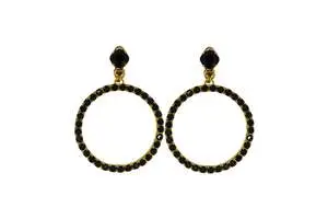 VICKISARGE The Medium Hoop Earrings In Gold Clip - Black