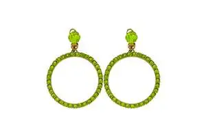 VICKISARGE The Medium Hoop Earrings In Gold Clip - Green