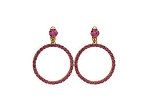 VICKISARGE The Medium Hoop Earrings In Gold Clip - Pink
