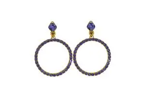 VICKISARGE The Medium Hoop Earrings In Gold Clip - Purple