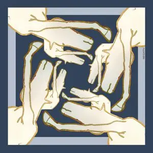 NEIGHTIV Horse Grazing Silk Scarf- It's Feed Time Large - Blue