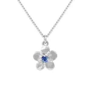 LEE RENEE Forget Me Not Necklace – Single Sapphire - Silver