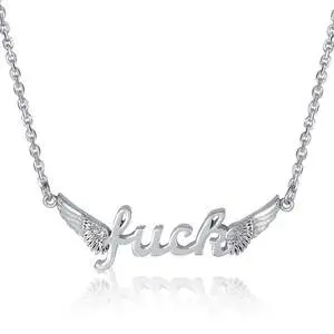 CARTOGRAPHY Flying Fuck Nameplate Necklace In Sterling - Silver