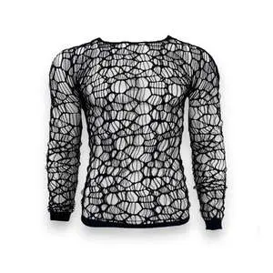 MONZLAPUR NEW YORK Licorice Mesh Top - Black