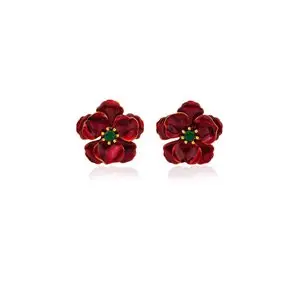 MILOU JEWELRY Sheer Viola Flower Earrings Red