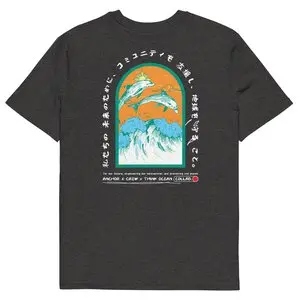 ANCHOR & CREW Heather Think Ocean Five Japan Gurafiku Organic Cotton T-shirt - Black