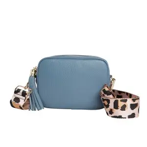 BETSY & FLOSS Verona Crossbody Bag With Tassel And Patterned Strap - Blue