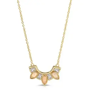 GLAMROCKS JEWELRY Seven Wonders Necklace With Welo Opal And Baguette Zirconia - Yellow