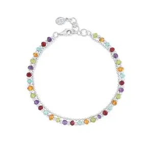 DOWER & HALL Rainbow Faceted Bead Orissa Bracelet In Sterling - Silver