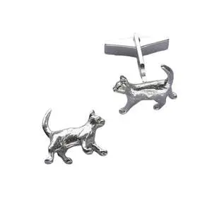 SIMON KEMP JEWELLERS Cat Cufflinks In Sterling - Silver
