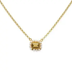 VINTOUCH ITALY Gold / Yellow Luccichio Citrine And Pearl Necklace - Gold/yellow