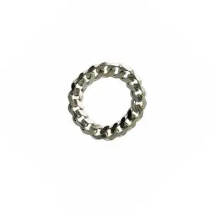 AKI ROC JEWELRY Sterling Curb Chain Ring - Silver