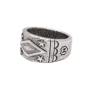 NIALAYA JEWELRY Engraved Vintage Sterling Ring - Silver