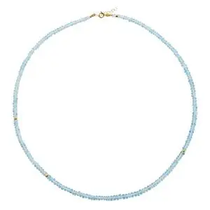 BOMBYX HOUSE Birthstone March Aquamarine Gold Bead Necklace - Blue