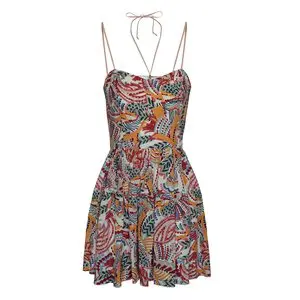 2KSTYLE Biarritz Abstract Print Spaghetti Straps Viscose Mini Dress -multicolor - Yellow