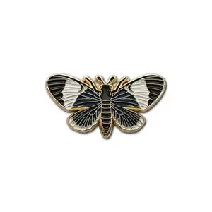MAKE HEADS TURN Black / Gold Enamel Pin Night Moth - Black/gold