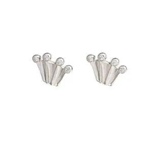 PEARL CODE Crown Earrings With Diamonds - Silver