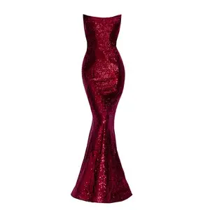 ANGELIKA JOZEFCZYK Merlin Sequin Evening Gown Burgundy - Red
