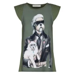 THE EXTREME COLLECTION Cotton T-shirt With Quilted Shoulder Pads Green