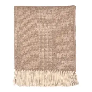 BEL CASHMERE Neutrals Herringbone Cashmere Big Blanket - Beige/brown