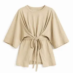LOU&UP (FORMERLY LOUP CLOTHING) Neutrals Wrap Tie Tee Tan